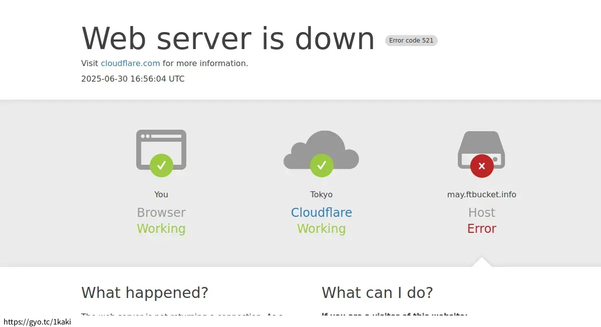【魚拓】ftbucket.info | 521: Web server is down